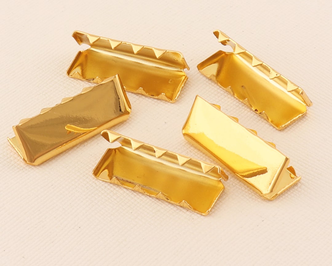 Ribbon Crimp Ends,gold Metal Crimp Ends, Ribbon Clamps, Leather Clamps ...