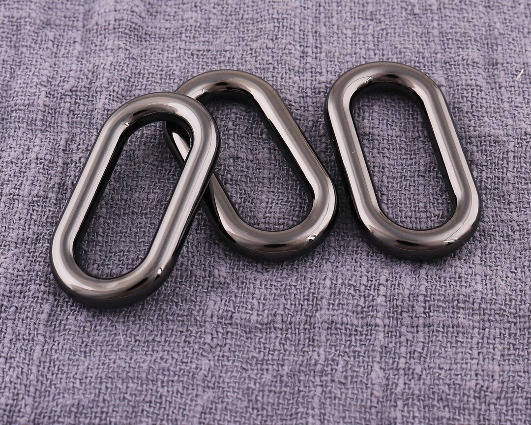 Gun Black Squared Oval O Rings, 10pcs Metal O Rings, 26mm Strap Rings ...