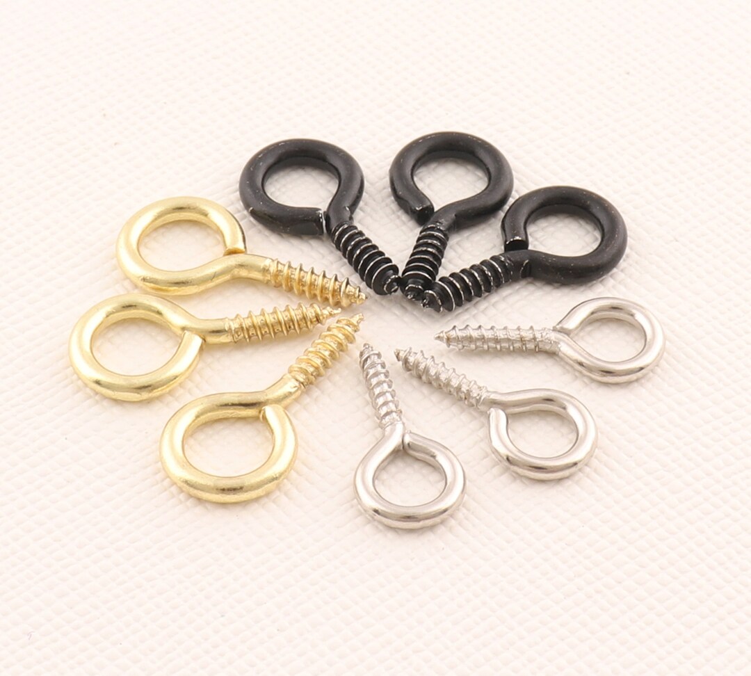 Black/light Gold/silver Mini Eye Hooks, Screw Eye Bails, 100pcs Small ...