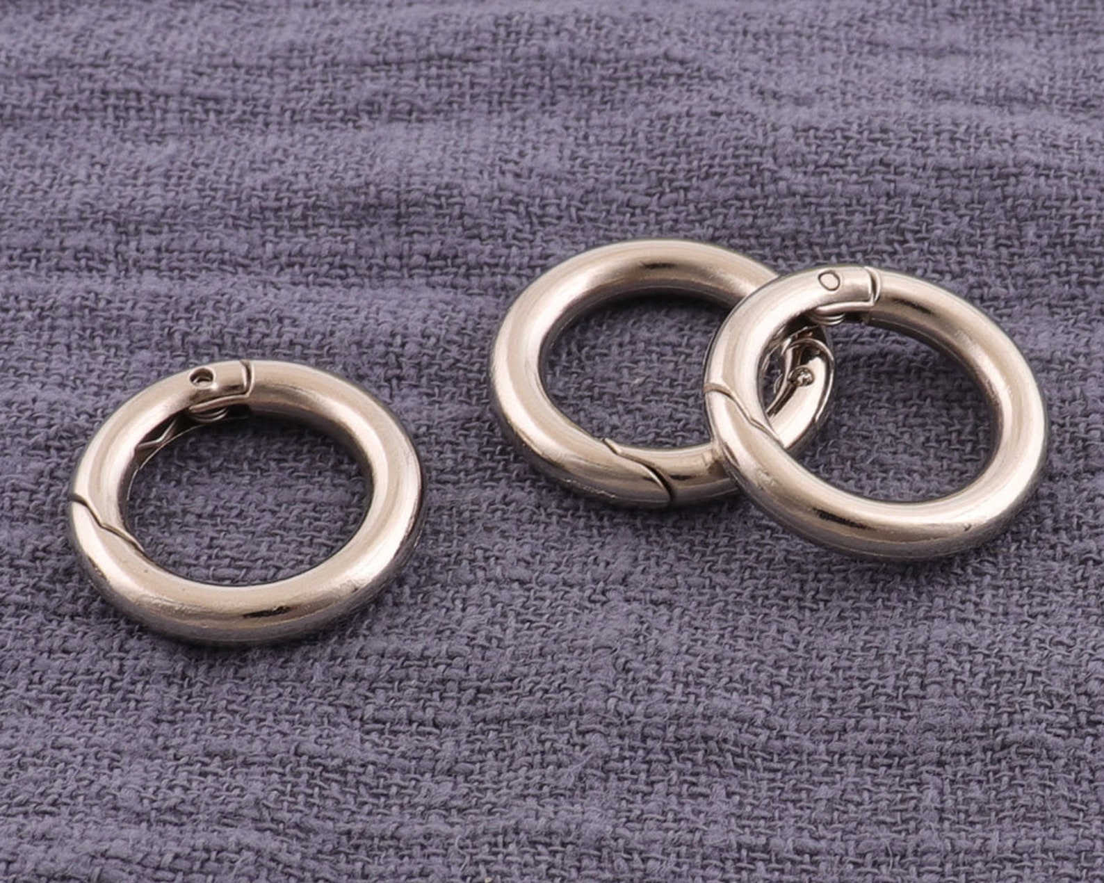 10pcs Silver Spring Gate Ringround Snap Claspsmall Push Snap - Etsy