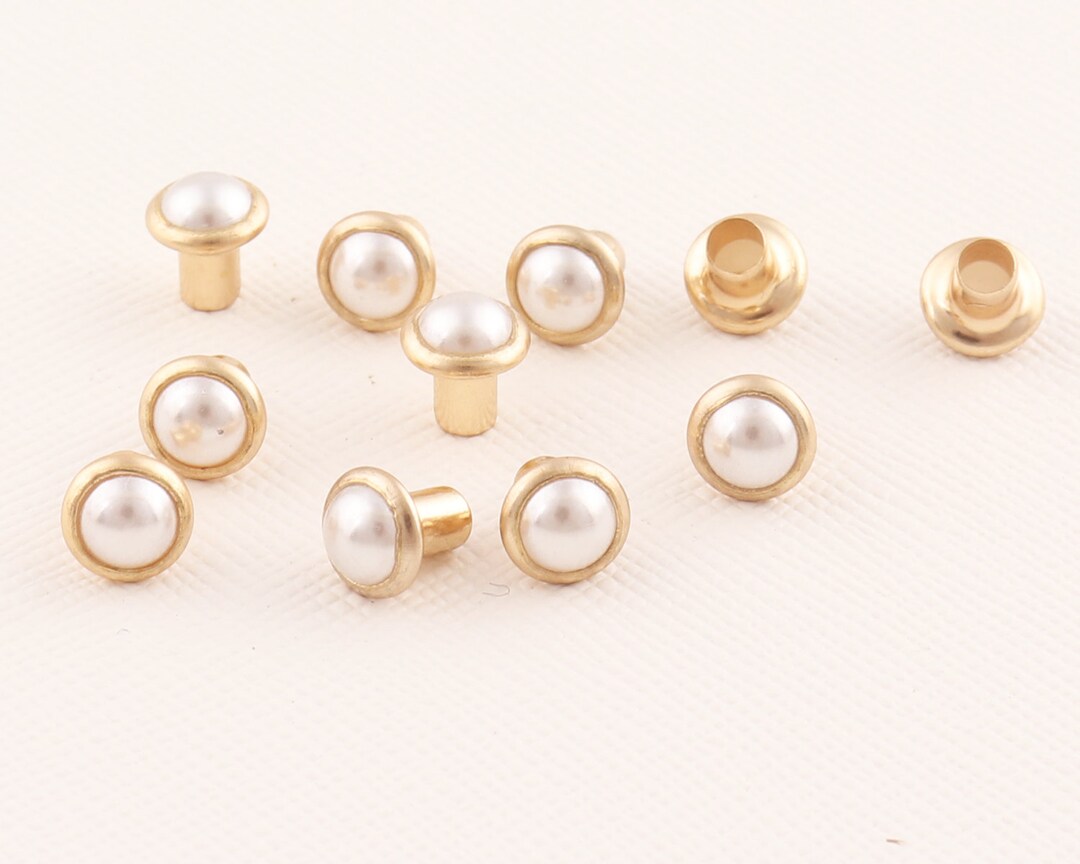 White Crystal Rivets, 6mm Metal Rivet, 50pcs Decorative Rivets, Round ...