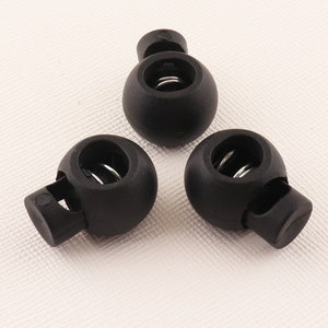 Black Single Hole Round Toggle,8mm Cord Lock Stopper,40pcs Spring Cord ...