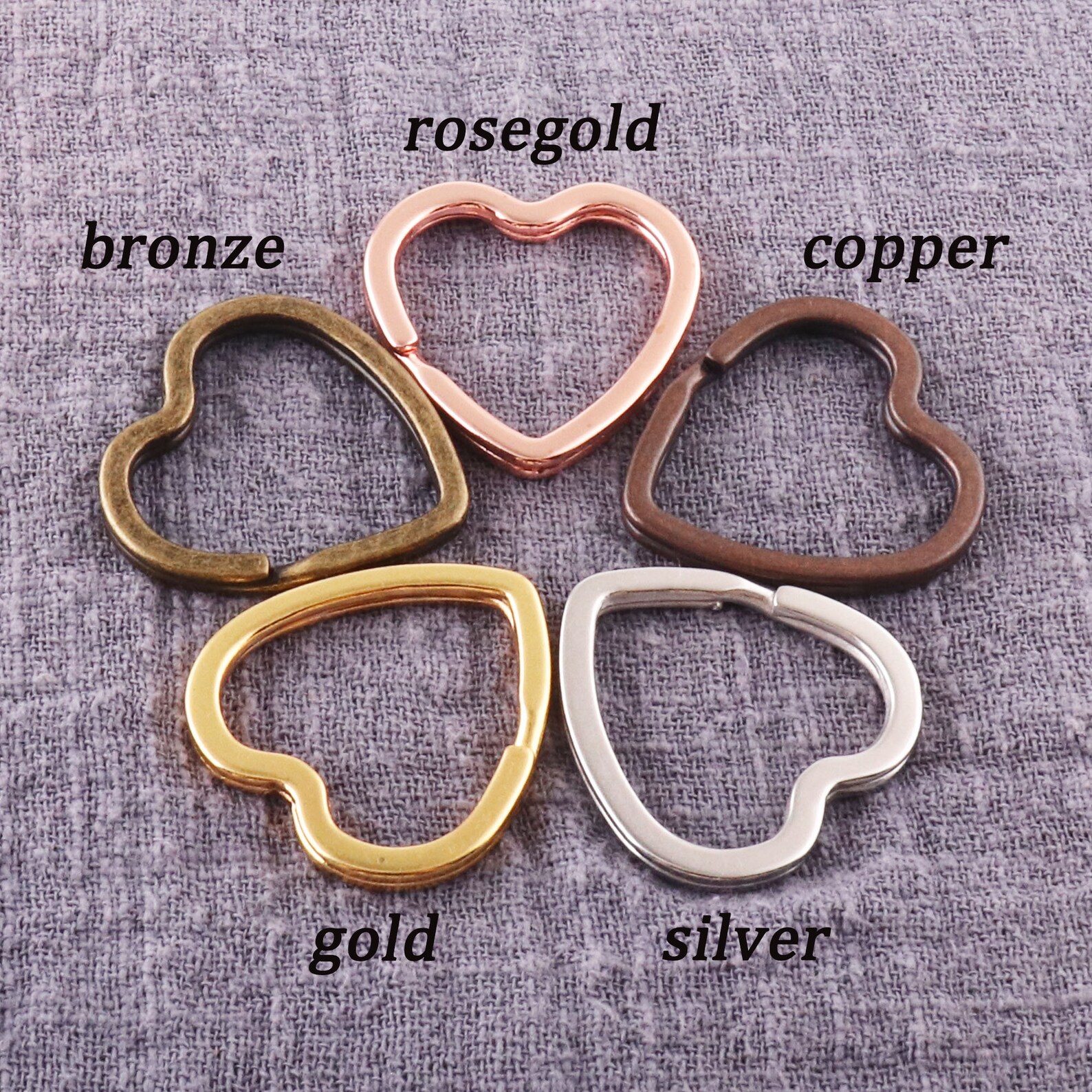 Love Heart Key Rings 6pcs Assorted Colors 30mm Rose Gold Split - Etsy