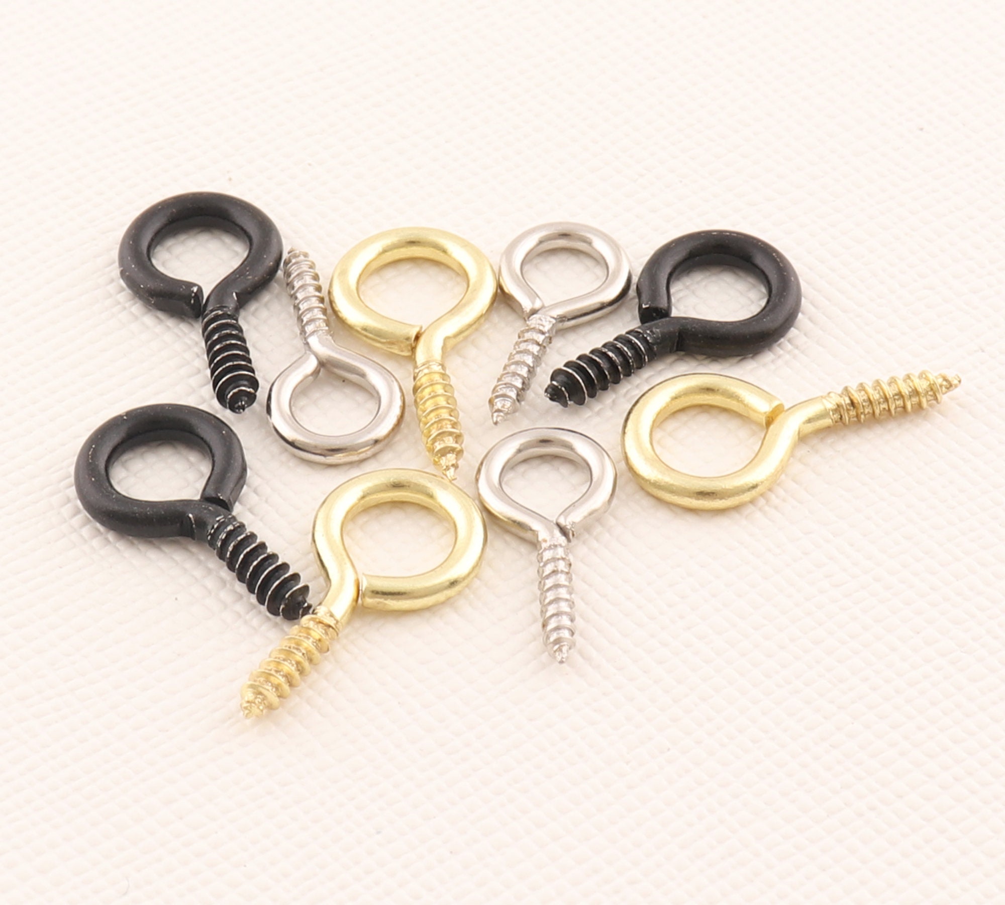 Buy Black/light Gold/silver Mini Eye Hooks, Screw Eye Bails, 100pcs ...