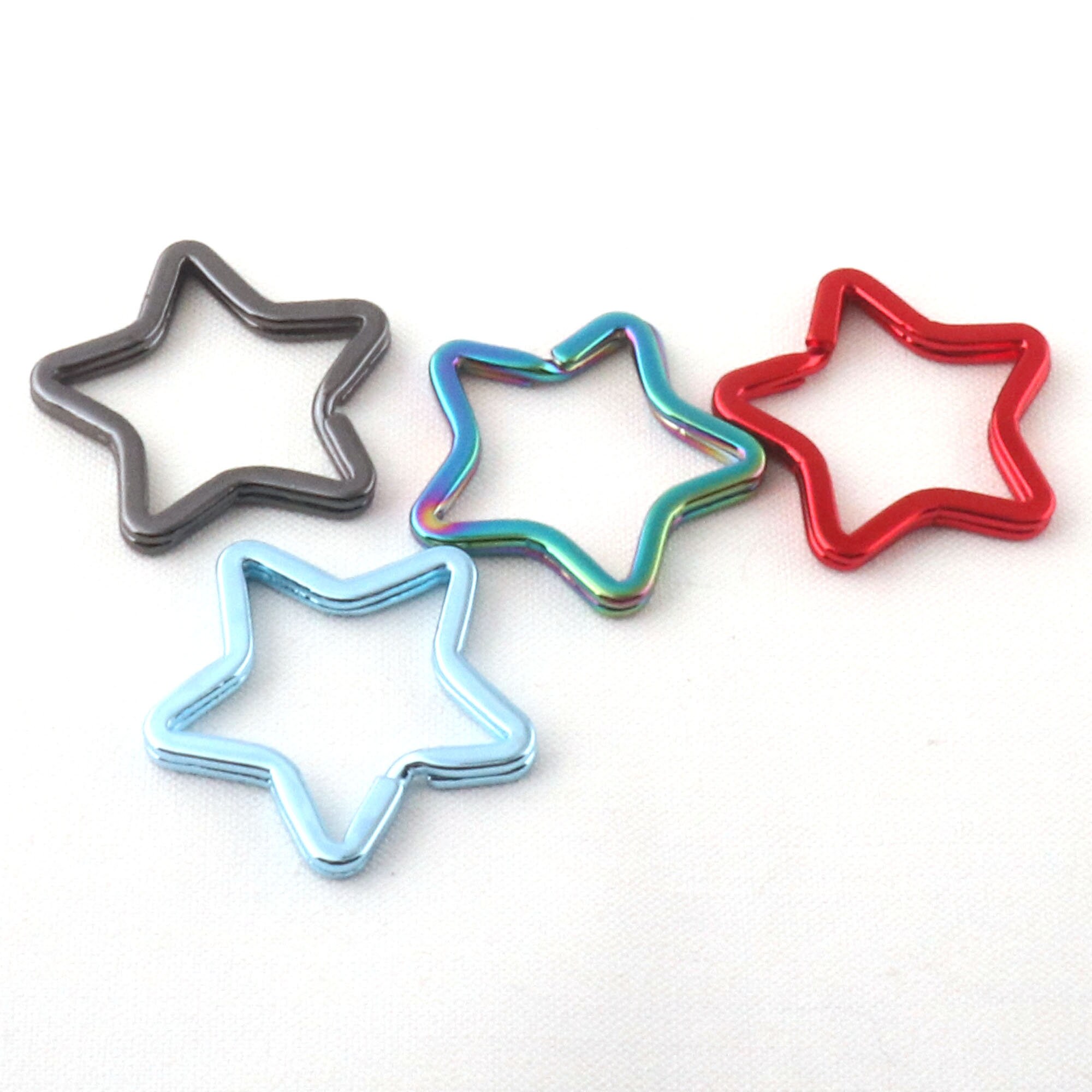 Creative Flat Key Ring Metal Star Split Ring Key Ring Key Holder ...