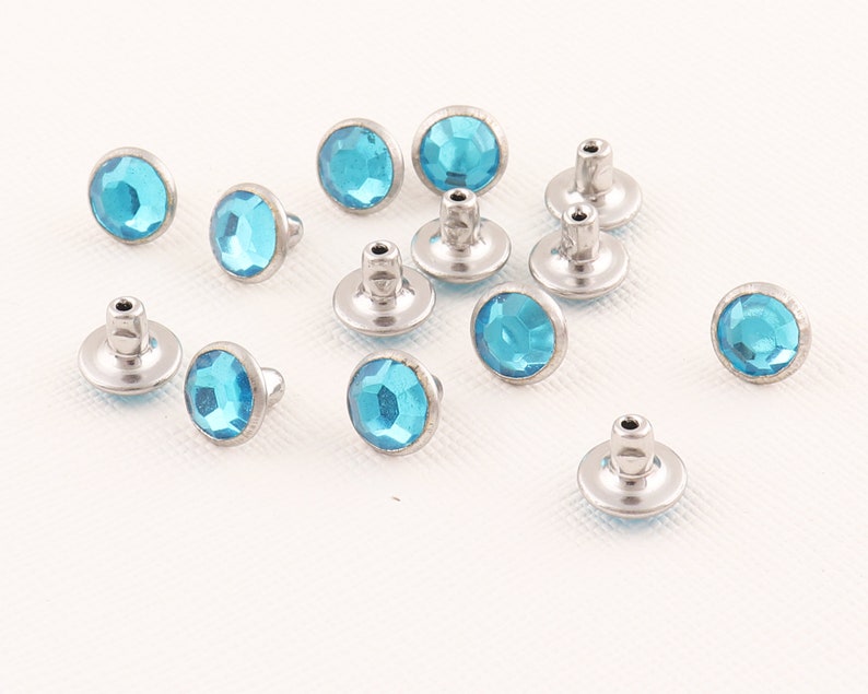 Metal Rivet 20pcs Blue Crystal Rivets 8mm Round Rivet Rivet - Etsy