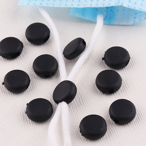 300pcs 4mm Elastic Cord Earloop Stop Toggles Bead Hole Flat Band ...