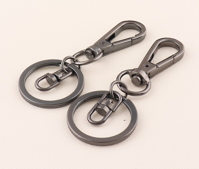4pcs Gun Black Keychain Key Ring With Large Lobster Clasps Extension ...
