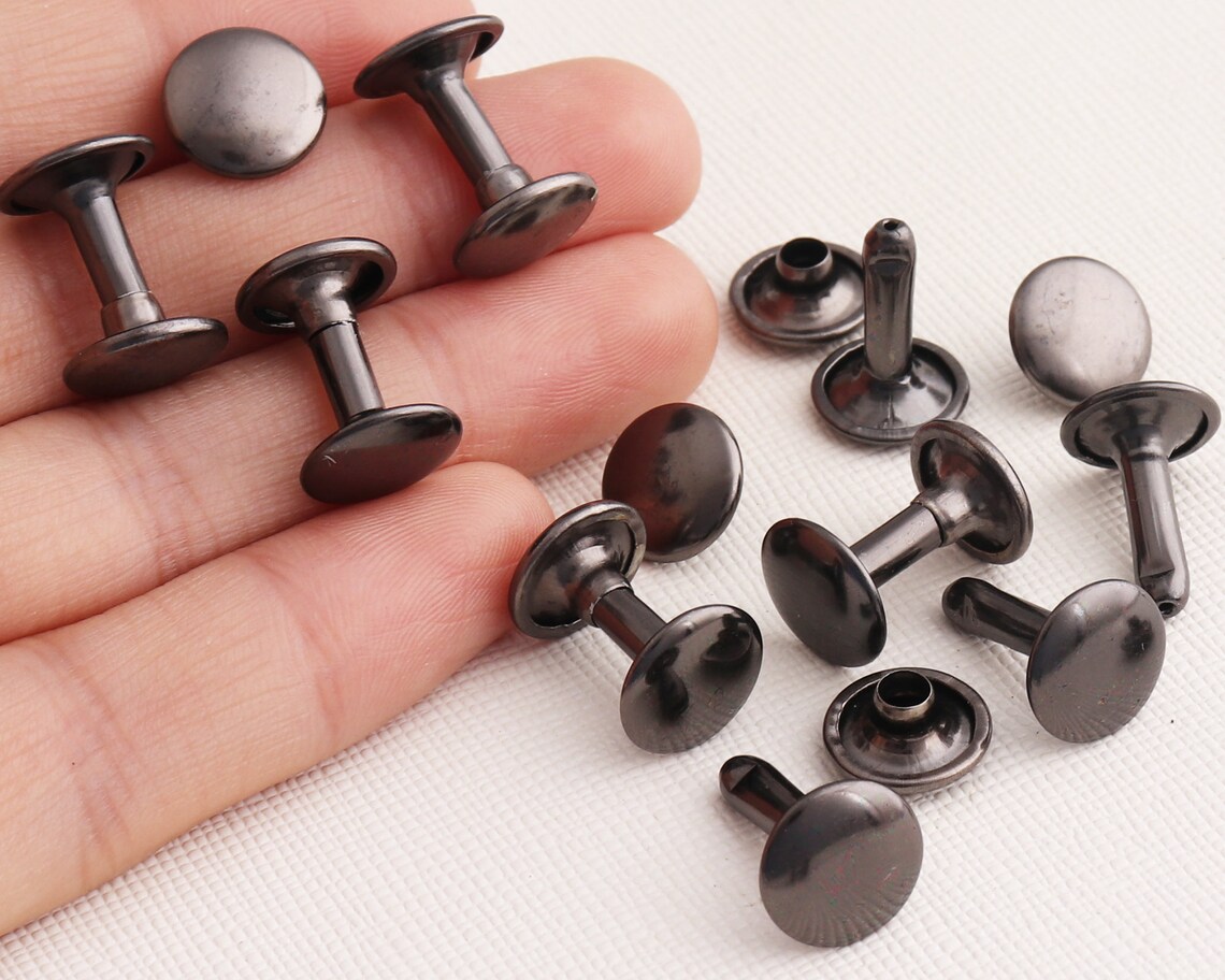 Black Rivets Studdouble Cap Round Rivets Bag Hardwarepost - Etsy