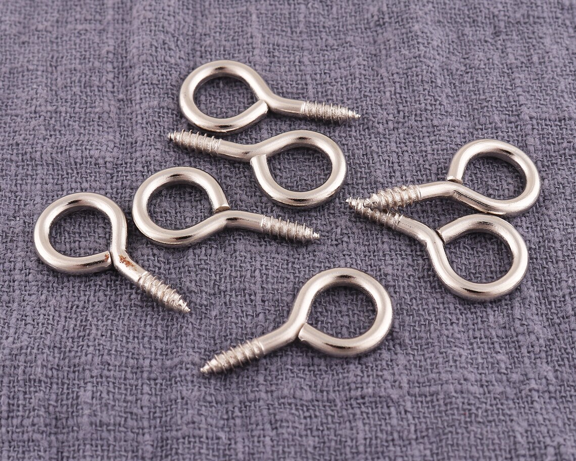 Silver Mini Eye Hooks 50pcs Screw Eye 12mm Plated Screw Eye - Etsy