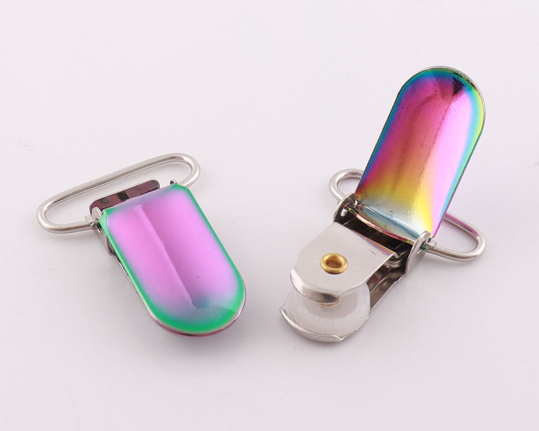 Rainbow Round Head Metal Pacifier Clipsuspender Clipsbib - Etsy