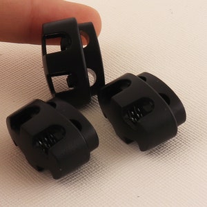 Black Cord Lock Stopper,double Hole Cord Stopper,cord Toggle Lock, Rope ...