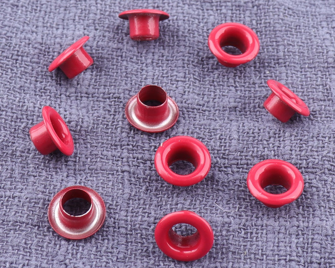 100pcs Red Eyelets Grommets With Washers,small Round Grommet Eyelet ...