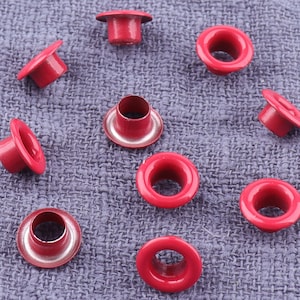 100pcs Red Eyelets Grommets With Washers,small Round Grommet Eyelet ...
