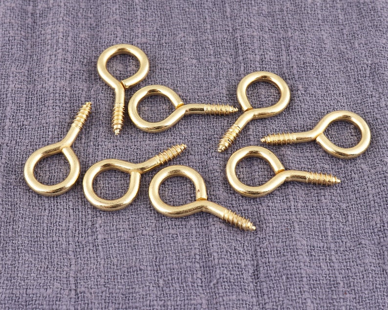 Plated Screw Eye Hook 25mm Small Screw 50pcs Screw Studs - Etsy