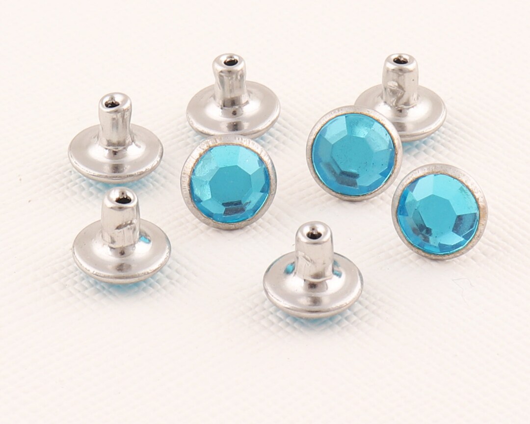 Metal Rivet, 20pcs Blue Crystal Rivets, 8mm Round Rivet, Rivet Jewelry ...