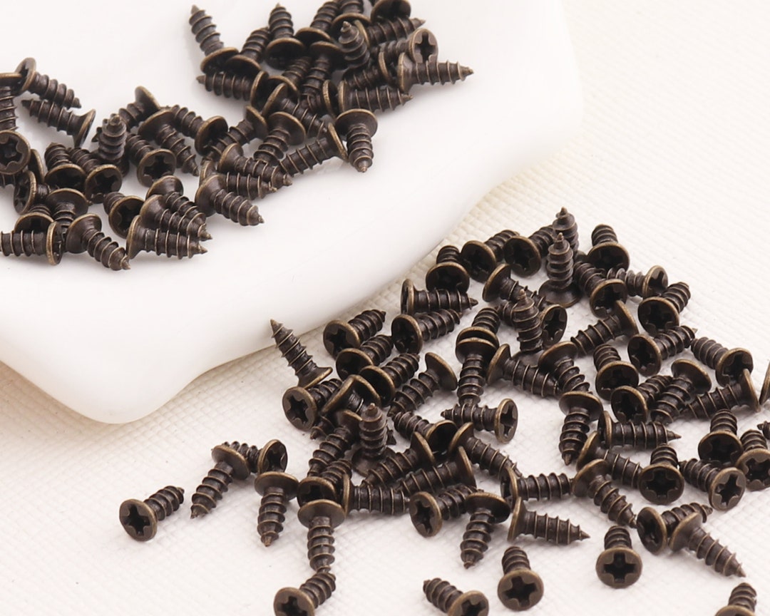 Small Phillips Head Metal Screws/antiuqe Bronze Flat Head Slot Wood ...