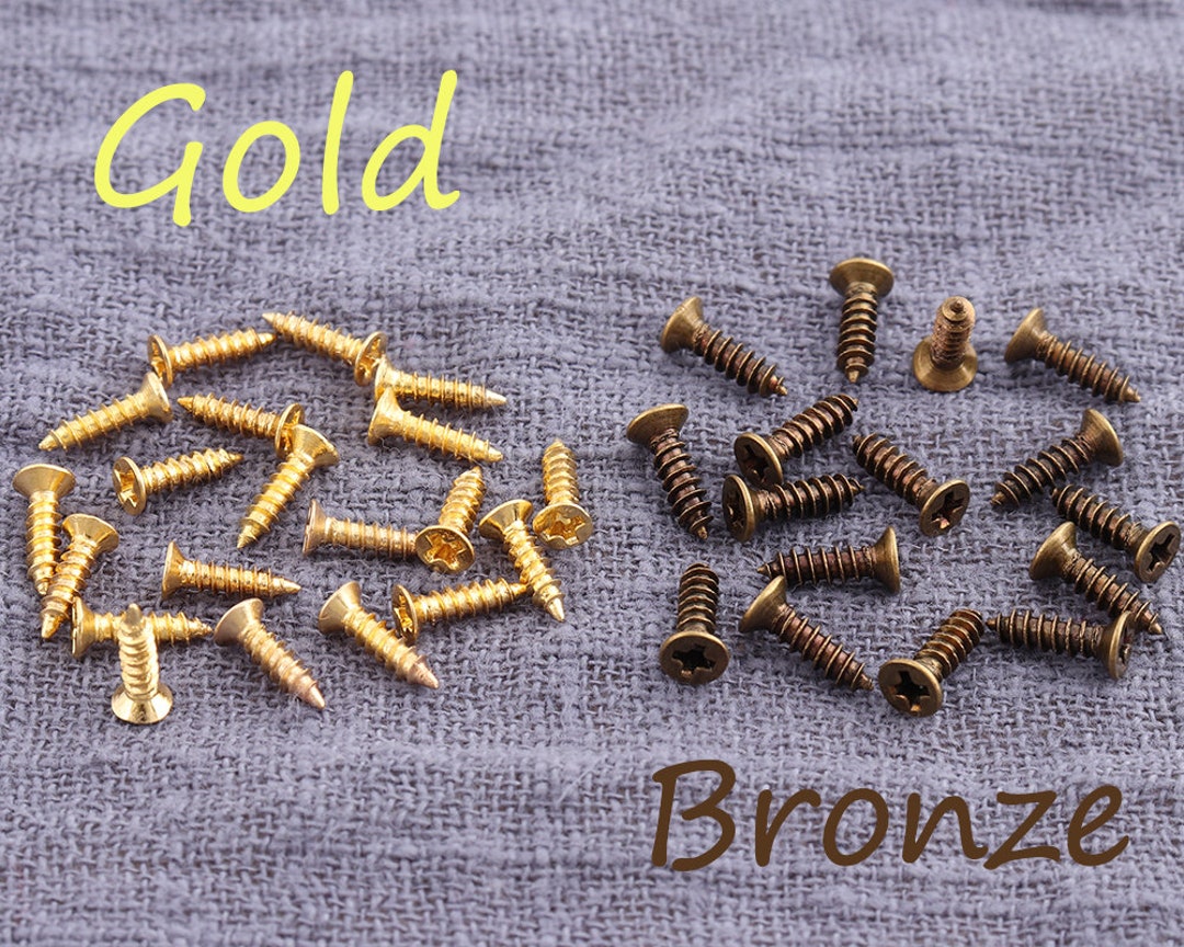 100pcs Bronze / Gold Flat Head Screws for Small Box Hardware,hinge ...