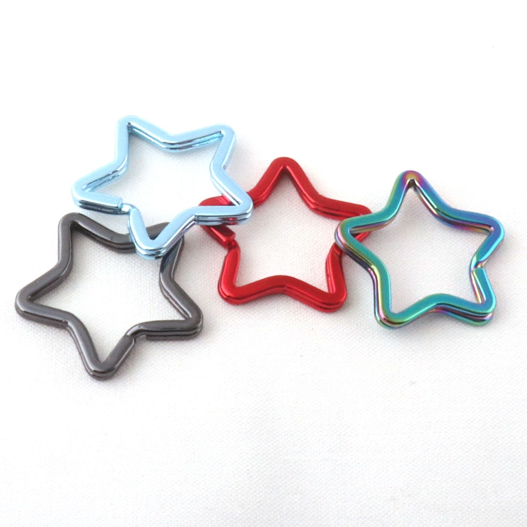 Creative Flat Key Ring Metal Star Split Ring Key Ring Key Holder ...