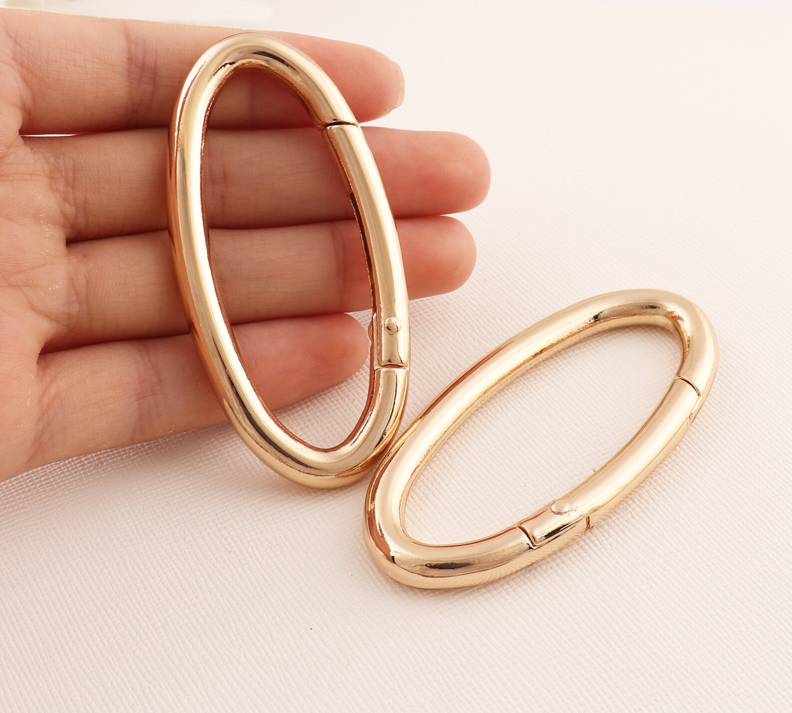 Light Gold Oval ring 4pcs Purse strap rings 65mm Metal oval | Etsy