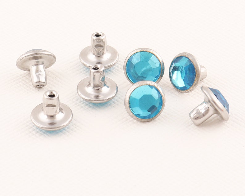 Metal Rivet 20pcs Blue Crystal Rivets 8mm Round Rivet Rivet - Etsy