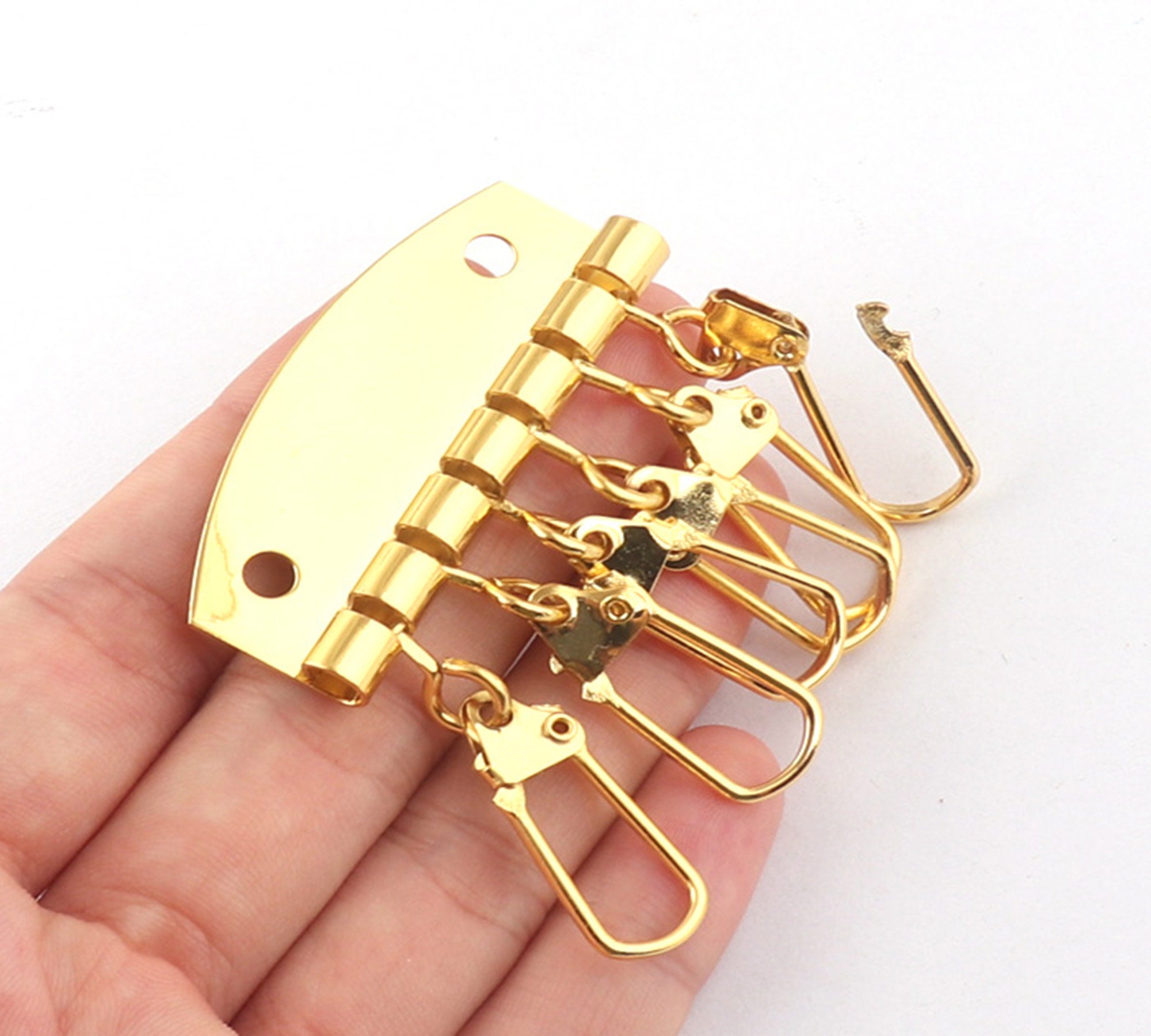 Key Holder Plate 6 Hooks Gold Spring Snap Keyring Purse Pouch Handbag ...