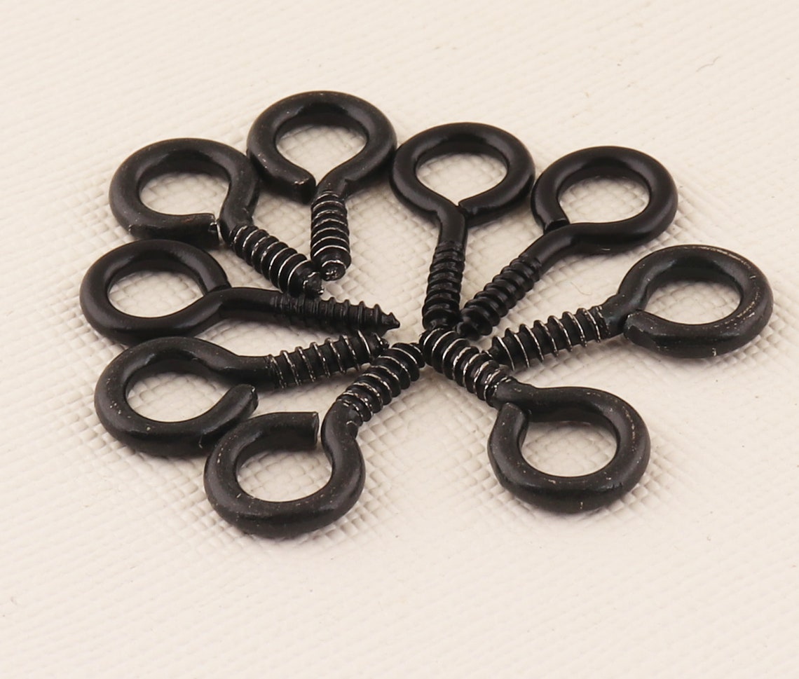Mini Eye Hooks Screw Eye Bailsblack Eye Loops Screwsplated - Etsy