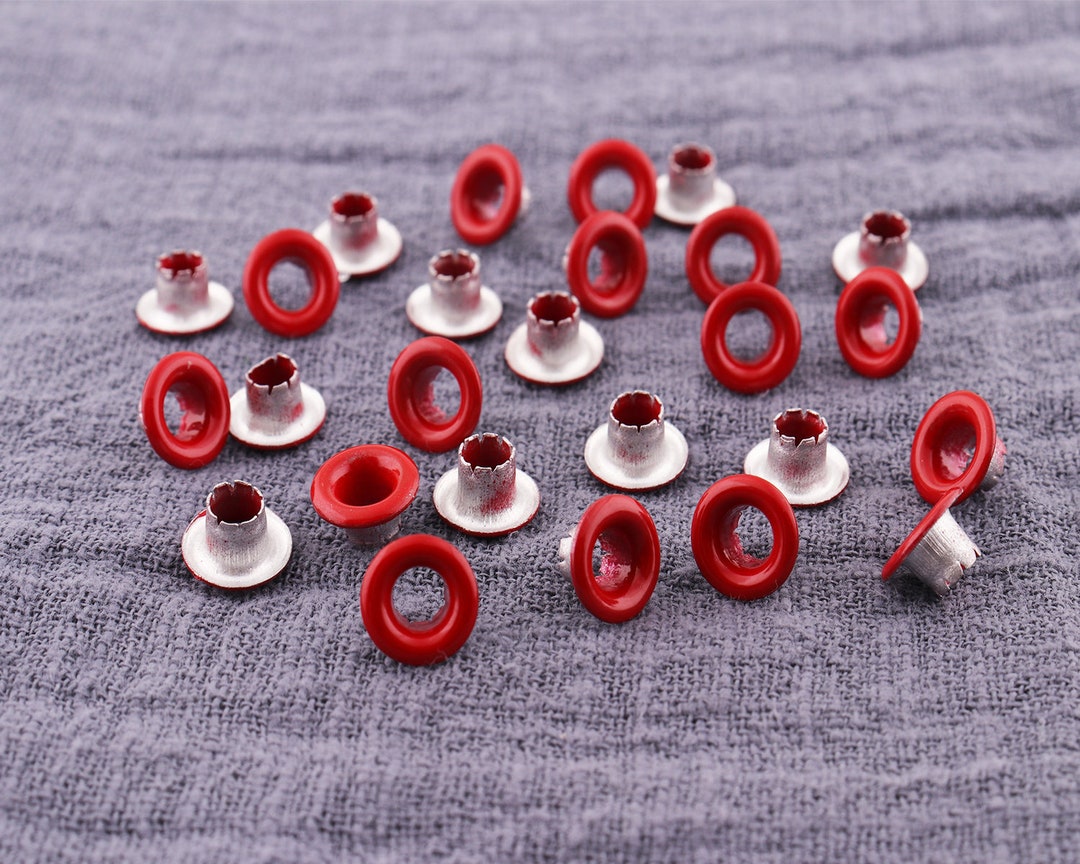 100pcs Red Eyelets Grommets With Washers,brass Eyeletssmall Round ...