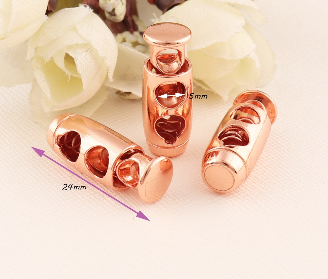 5mm Rose Gold Metal Cord Locks With Spring, 24pcs Cord Toggle Lock ...