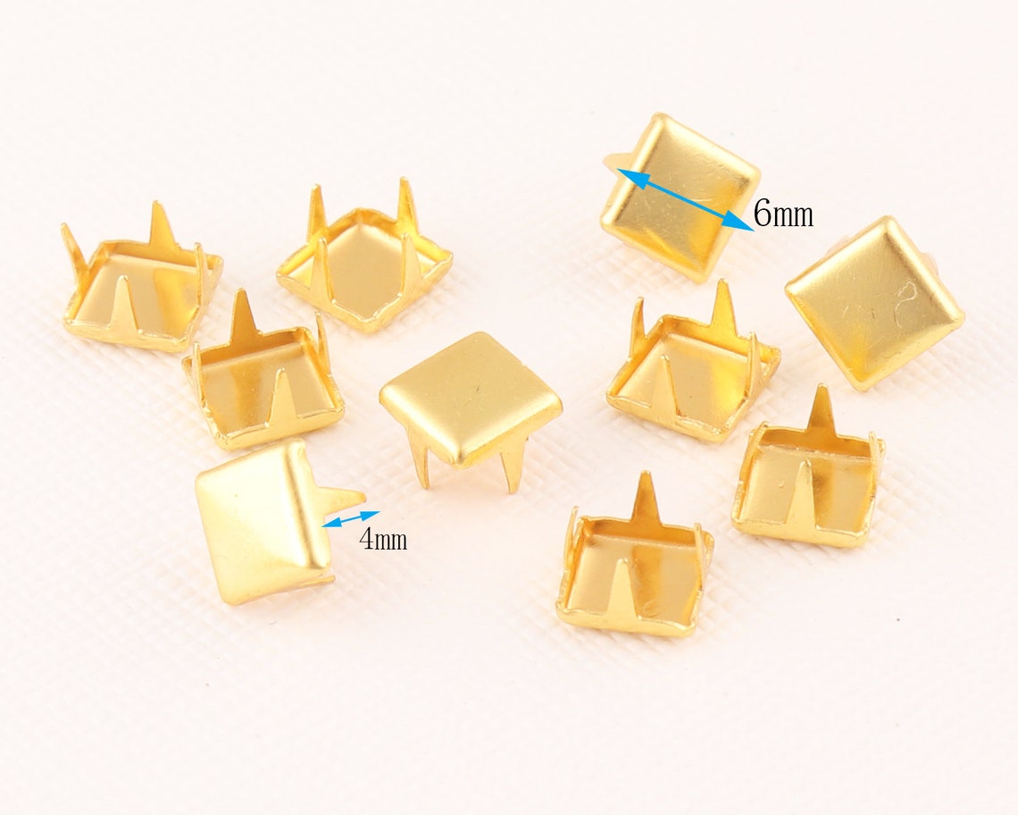 Gold Metal Studs 120pcs Flat Square Metal Studs 6mm - Etsy