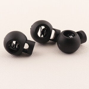 Black Single Hole Round Toggle,8mm Cord Lock Stopper,40pcs Spring Cord ...