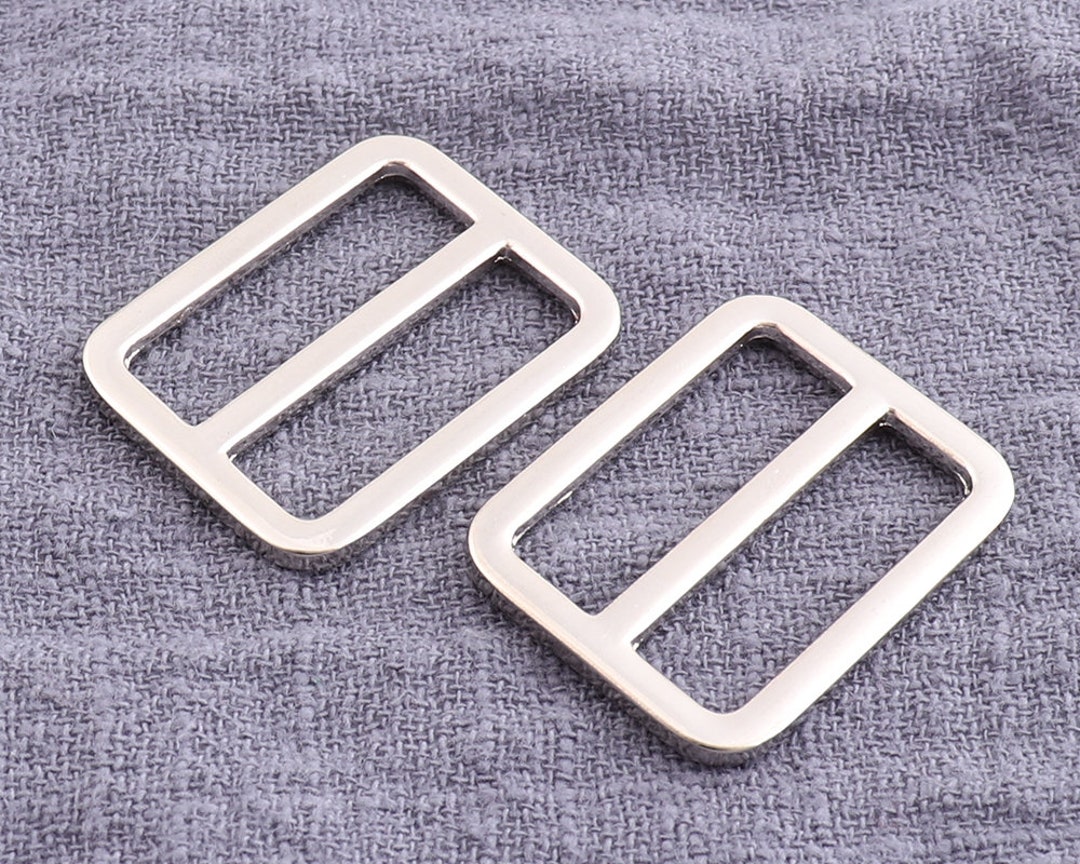 4pcs Silver Flat Metal Slide Buckle bag Belt Adjuster Sliderscenter Bar ...