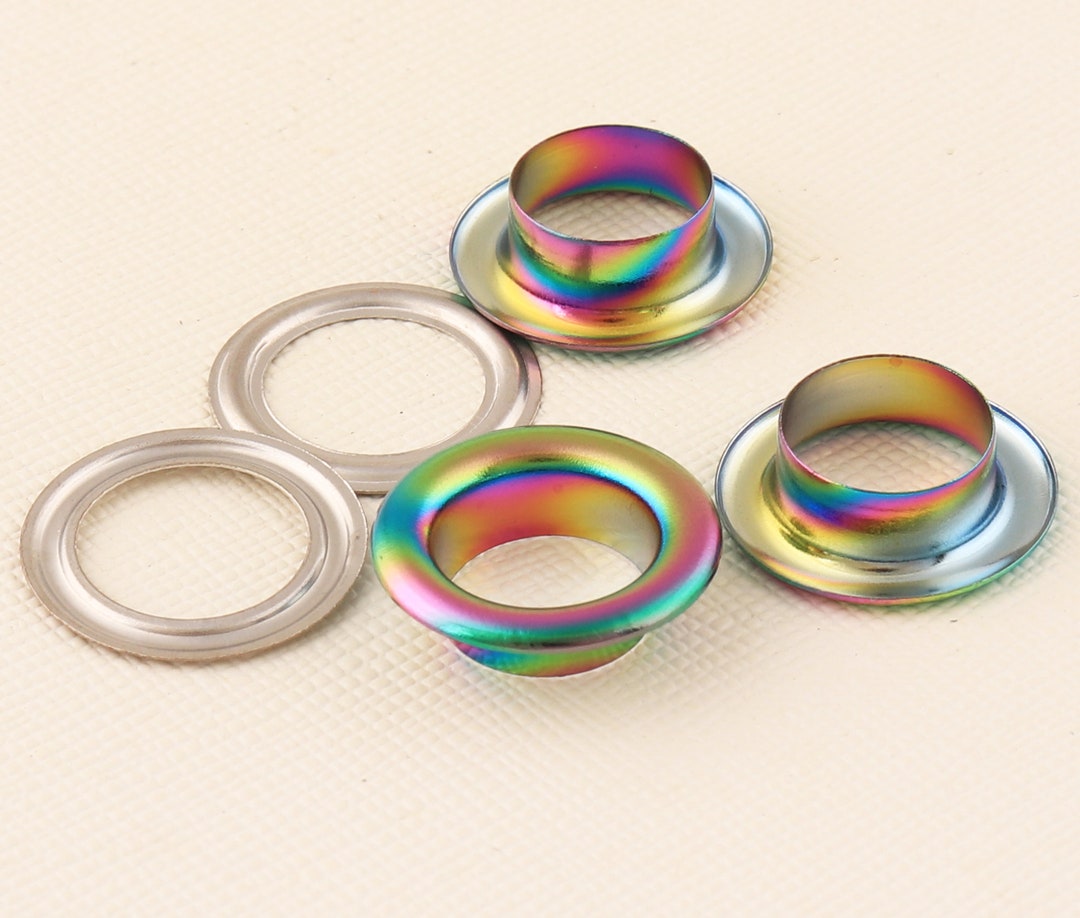 Metal Eyelets Grommets With Washers, Rainbow Plated Metal Eyelets ...