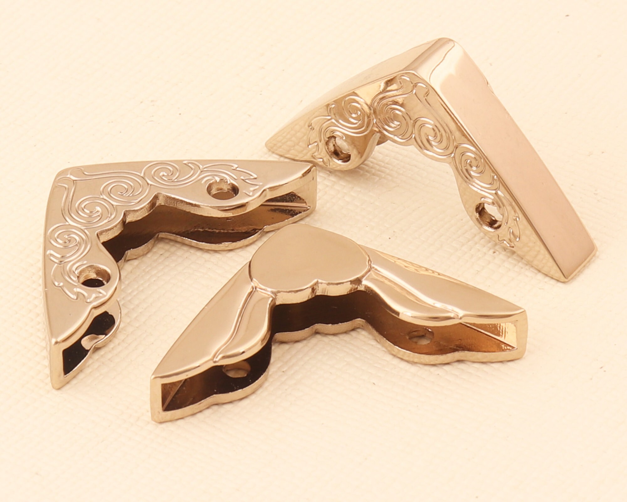 Metal Vintage Style Box CornerLight gold wooden box | Etsy