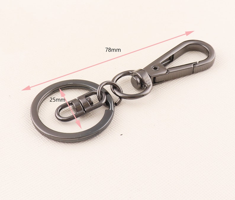 4pcs Gun Black Keychain Key Ring With Large Lobster Clasps Extension ...