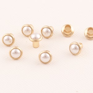 White Crystal Rivets, 6mm Metal Rivet, 50pcs Decorative Rivets, Round ...