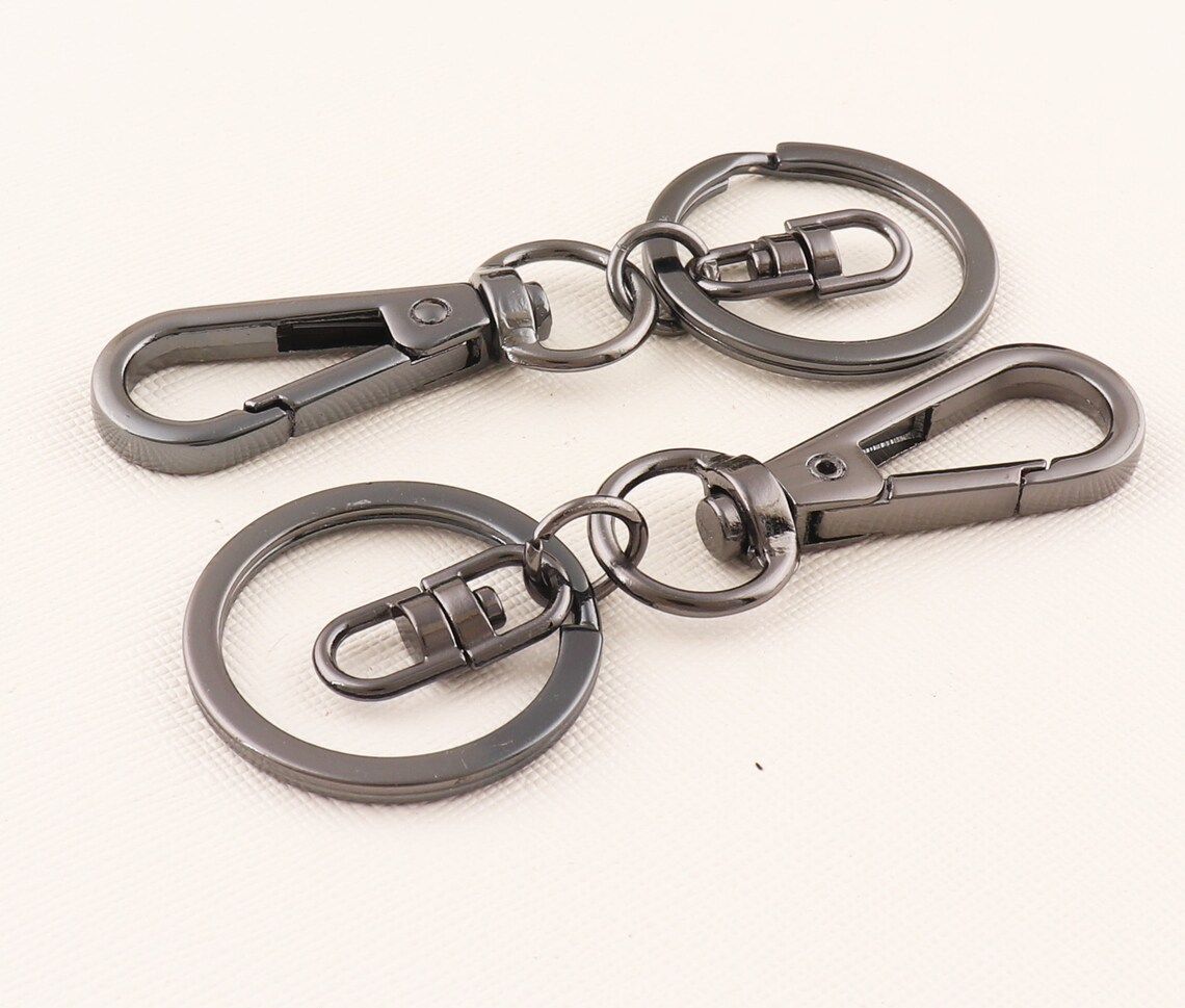 4pcs Gun Black Keychain Key Ring With Large Lobster Clasps Extension ...
