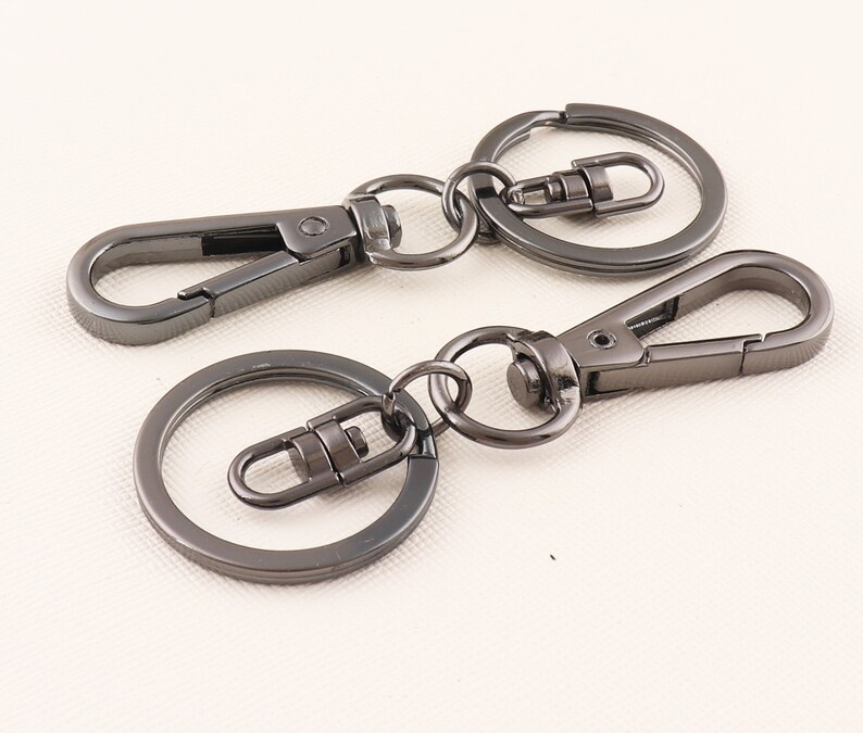 4pcs Gun Black Keychain Key Ring With Large Lobster Clasps Extension ...