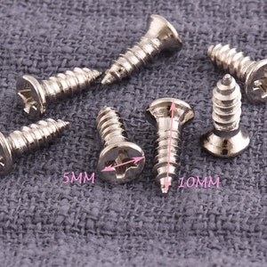100pcs 10mm Silver Wood Screws - Flat Head Silver Oxide Steel ...