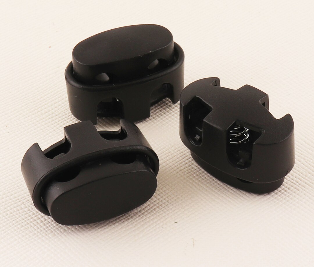 Black Cord Lock Stopper,double Hole Cord Stopper,cord Toggle Lock, Rope ...