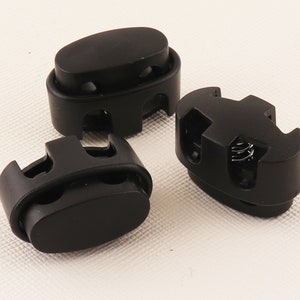 Black Cord Lock Stopper,double Hole Cord Stopper,cord Toggle Lock, Rope ...