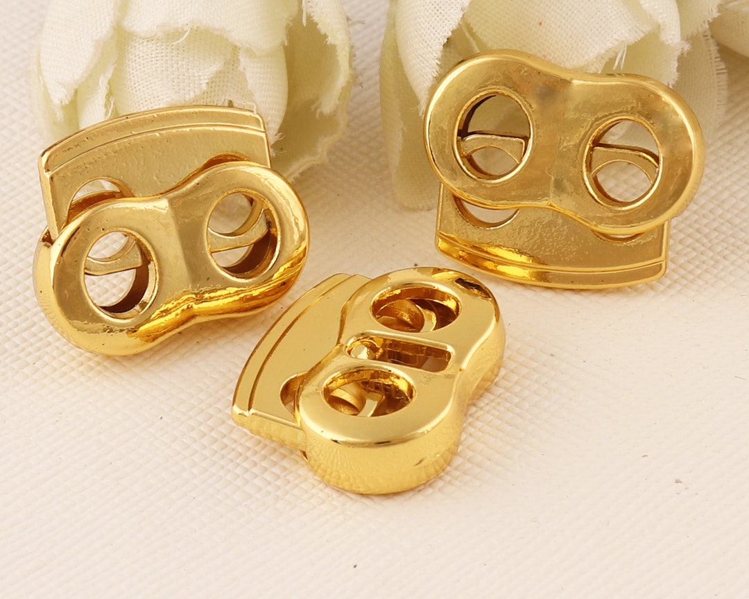 Spring Cord Lock,gold Oval Cord Lock Double Barrel-double Holes Cord ...