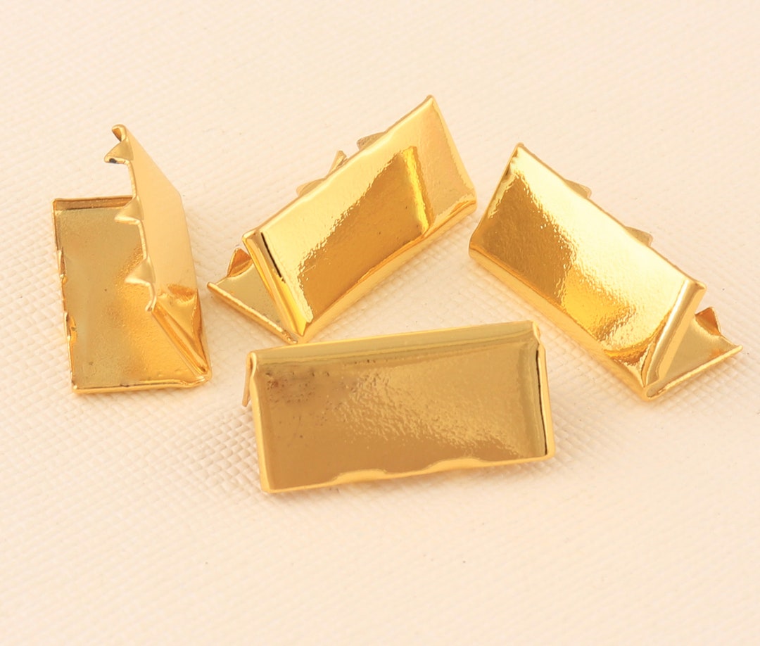 Flat Ribbon Clamp,gold Metal Belt End Tips,20mm Plated Ribbon Crimps ...