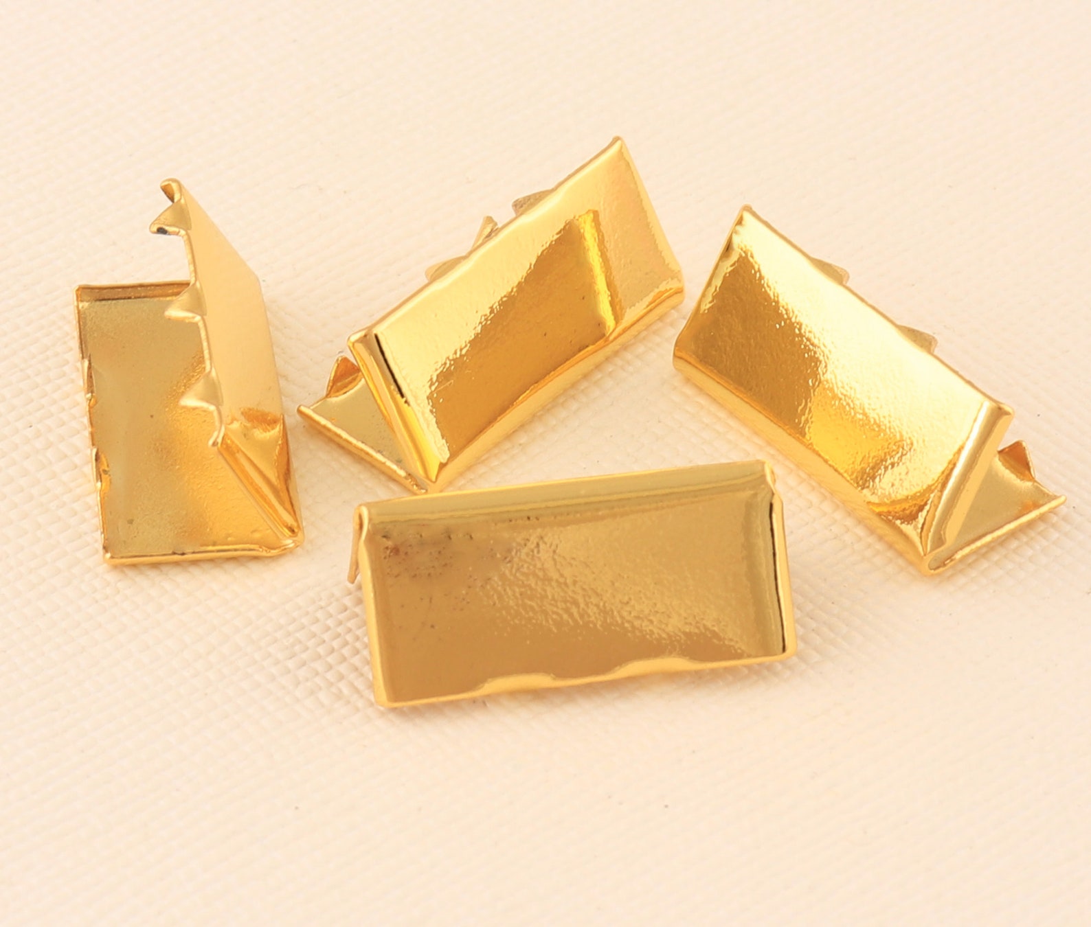 Flat Ribbon ClampGold metal belt end tips20mm Plated Ribbon | Etsy