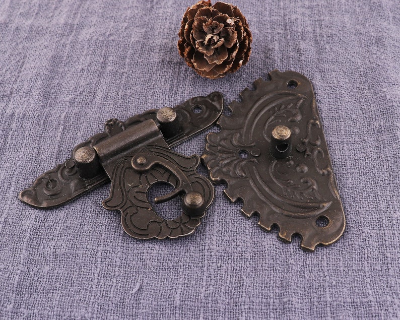 Antique Brass Latch Clasp, 69mm Bronze Wooden Box Lock , Metal Latches ...