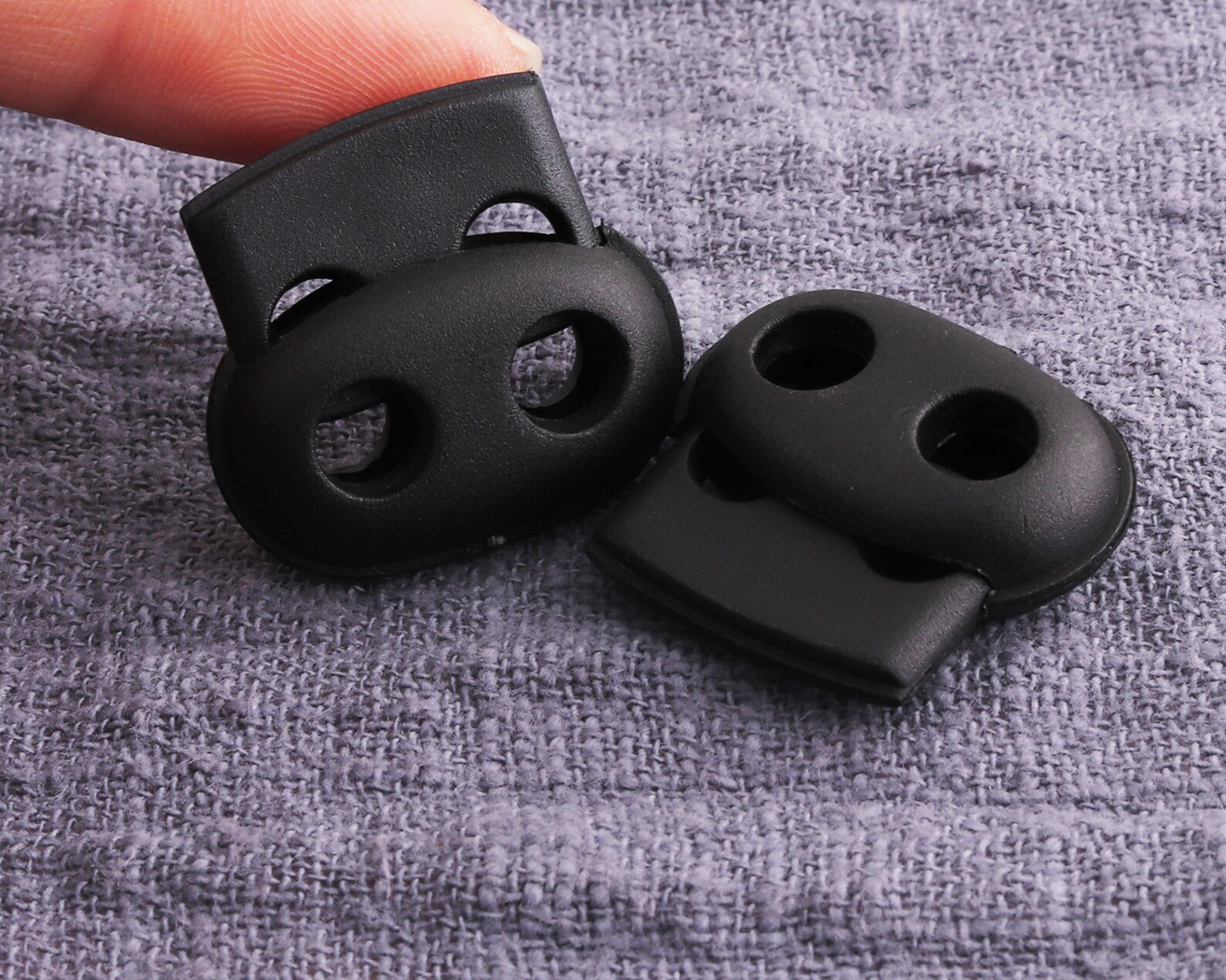 12pcs Black Oval Cord Lock Double Barrel Double Holes Spring | Etsy