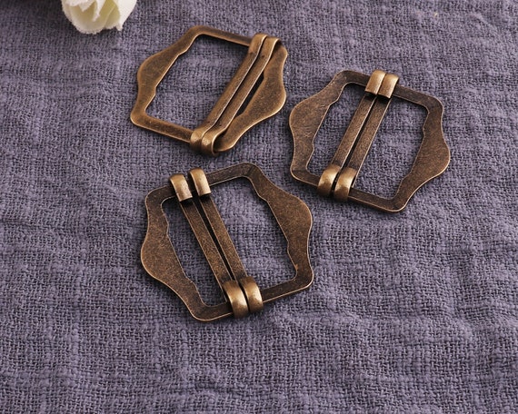 6pcs Bronze Adjuster Sliders Metal Flat metal Slide Buckle | Etsy