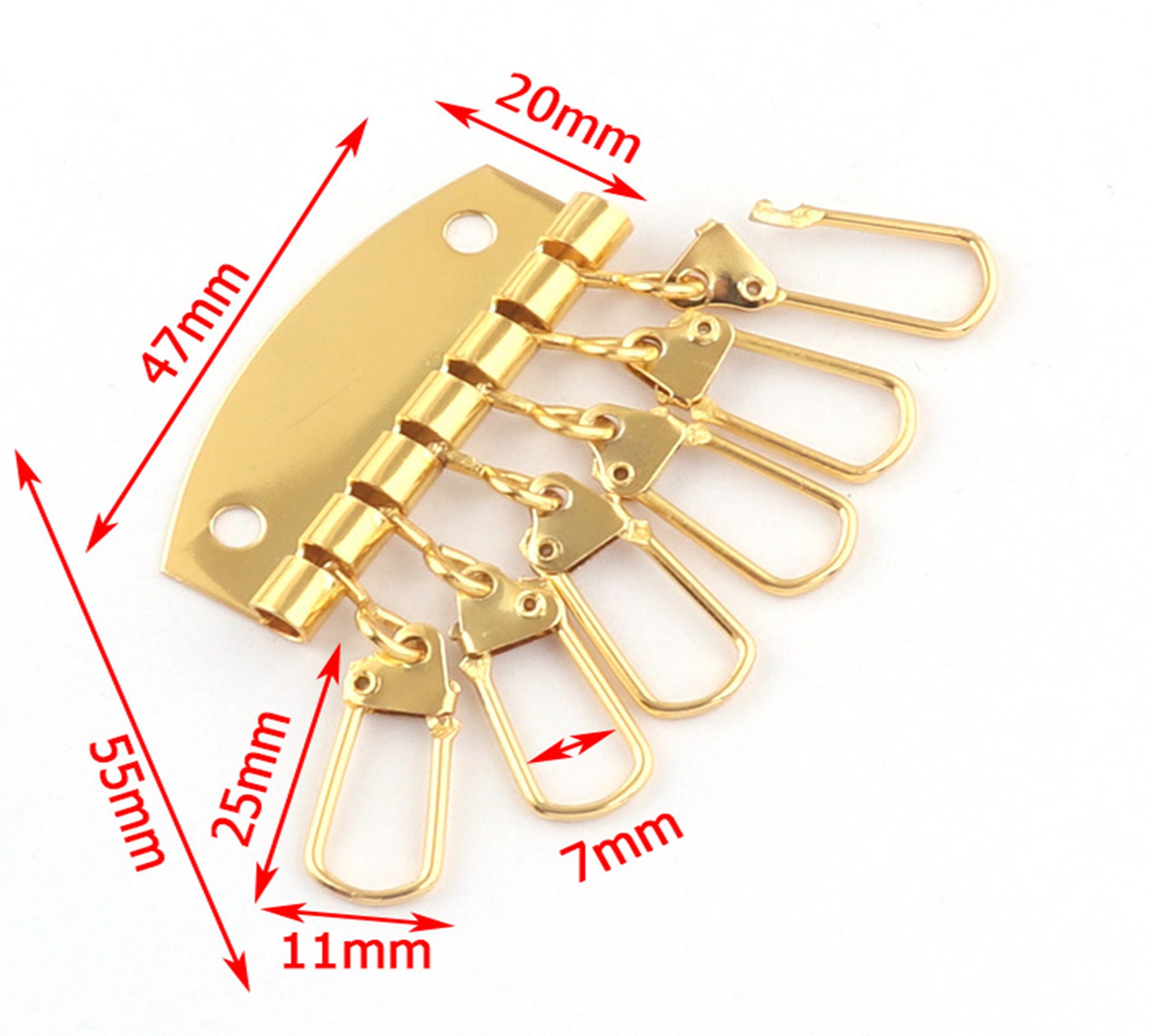 Key Holder Plate 6 Hooks Gold Spring Snap Keyring Purse Pouch Handbag ...