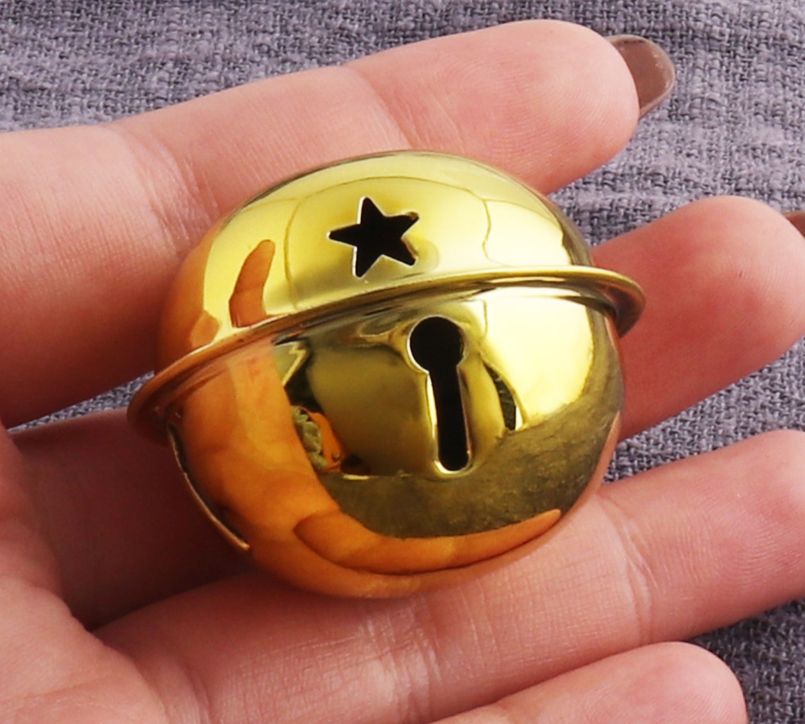 Jingle Bell 10pcs Large Gold Jingle Bell With Star Cut Outs 40mm Bells ...