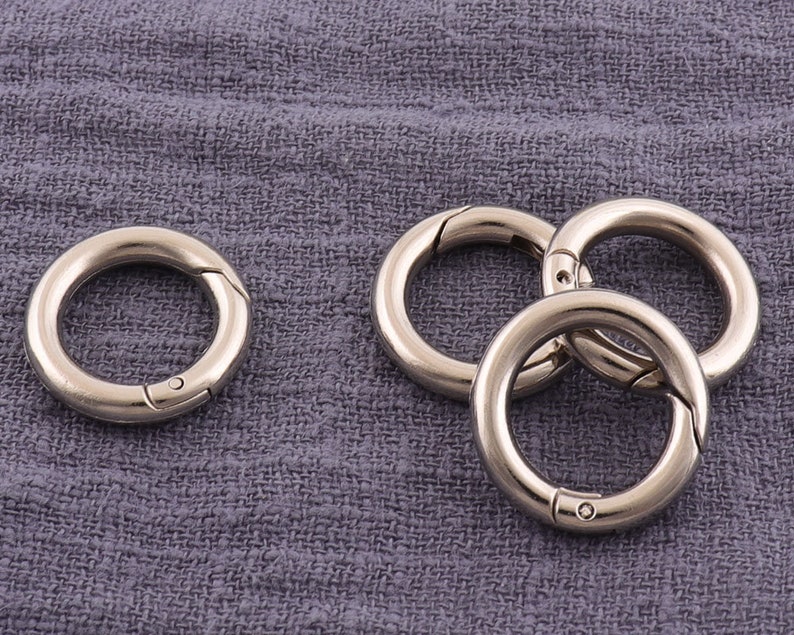 10pcs Silver Spring Gate Ringround Snap Claspsmall Push Snap - Etsy